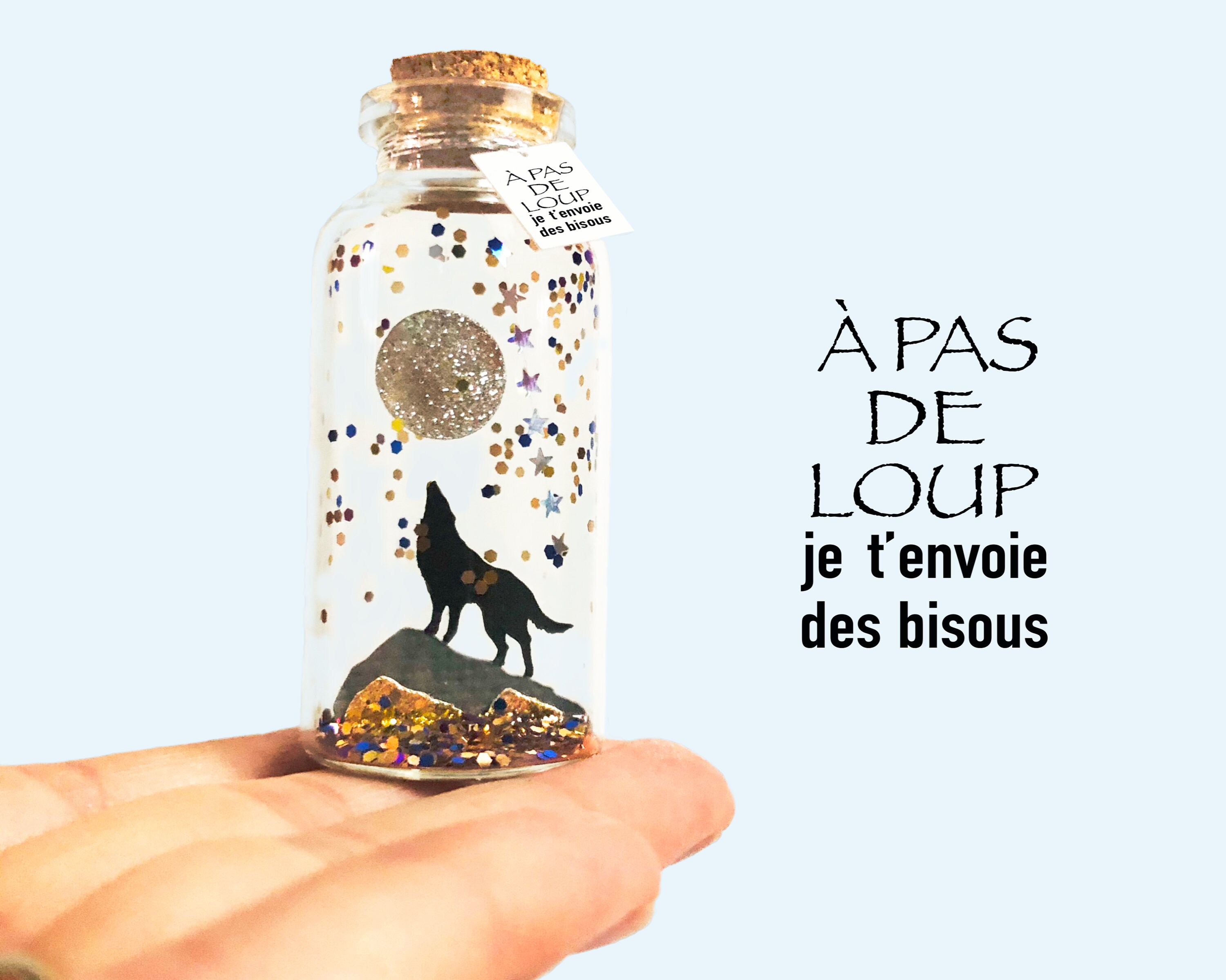 Personalized Wolf Message in a Bottle Send a Hug Gift | Etsy