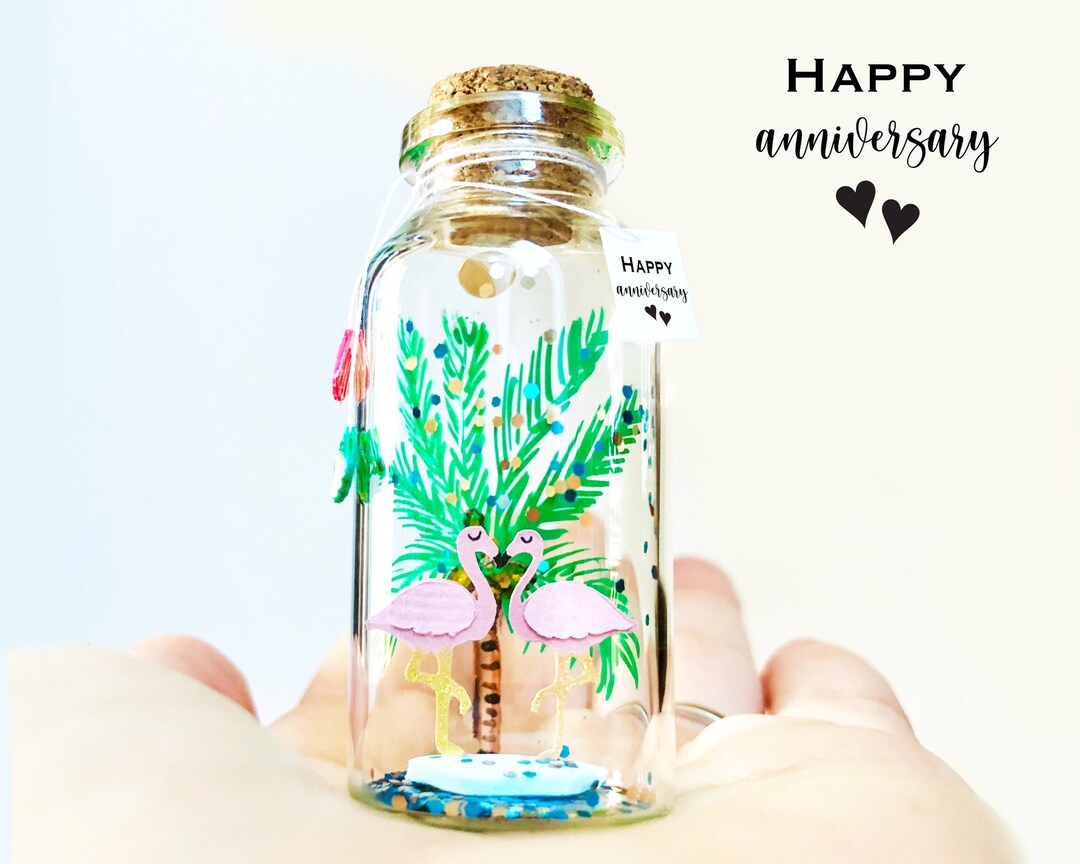 Pink Flamingo Couple, Message in a Bottle, Personalized Gifts, Wedding ...