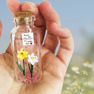 Mini Daffodils Paper Flower Message in a Bottle, Personalized Mother's ...