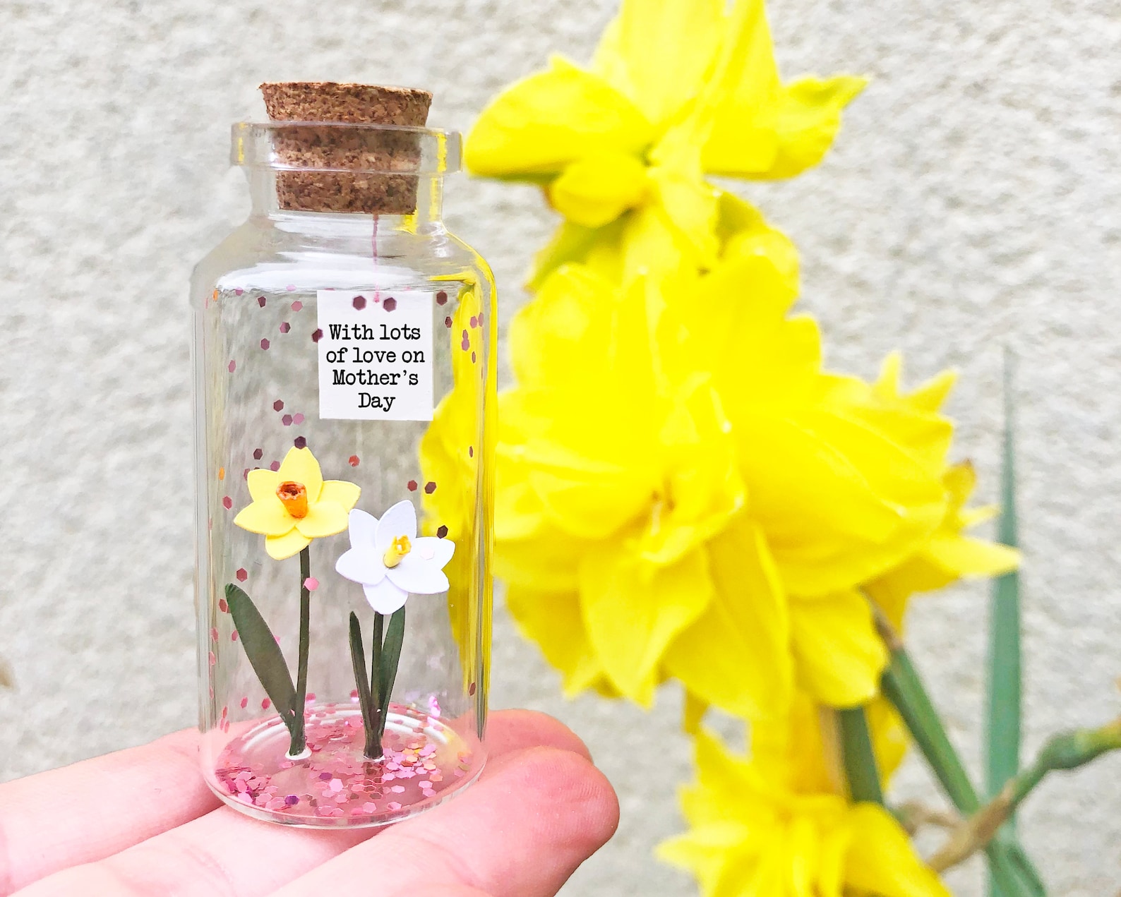 Mini Daffodils Paper Flower Message in a Bottle Personalized - Etsy