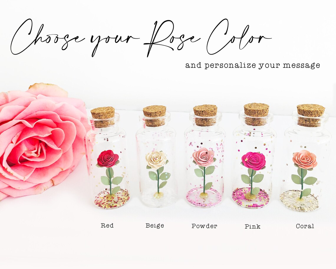 Enchanted Rose Message in a Bottle Personalized Mother's - Etsy