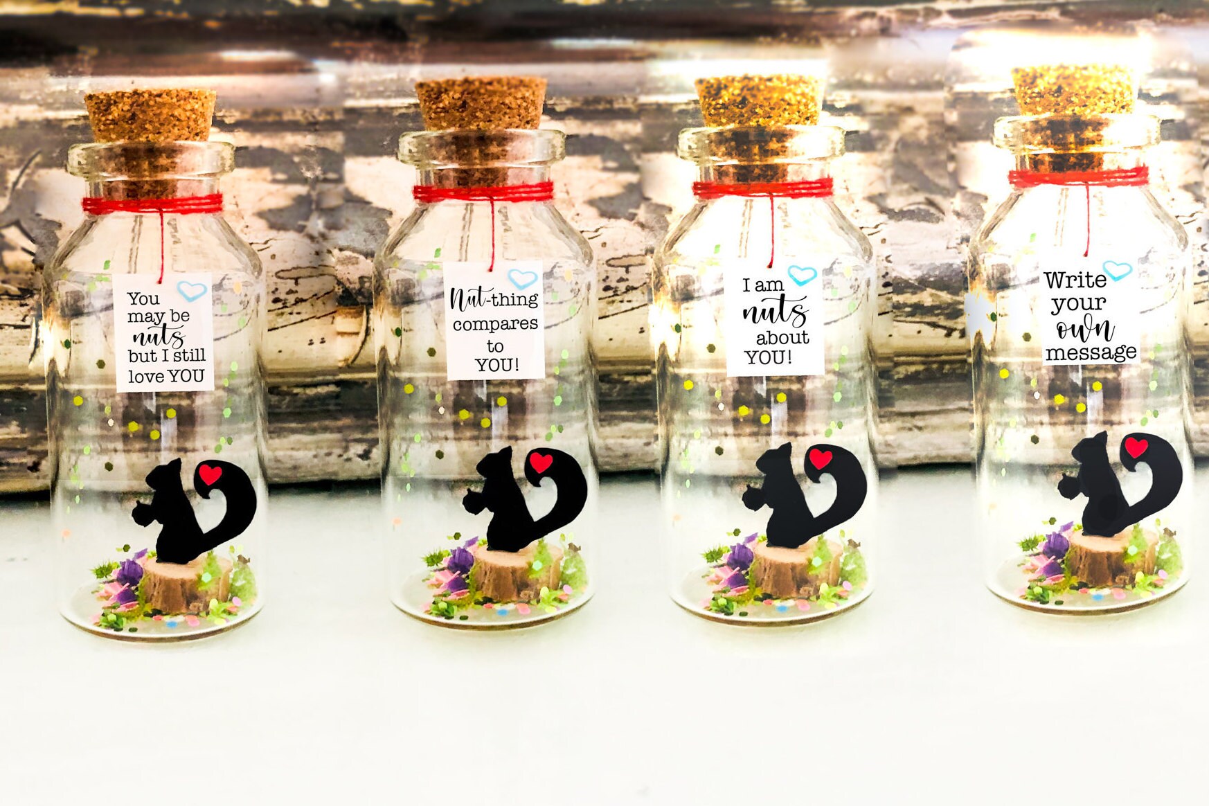 Squirrel Gift Message in a Bottle Nuts About You | Etsy