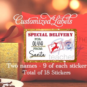 Custom Christmas Gift Labels - From Santa Christmas Gift - Two Names ...