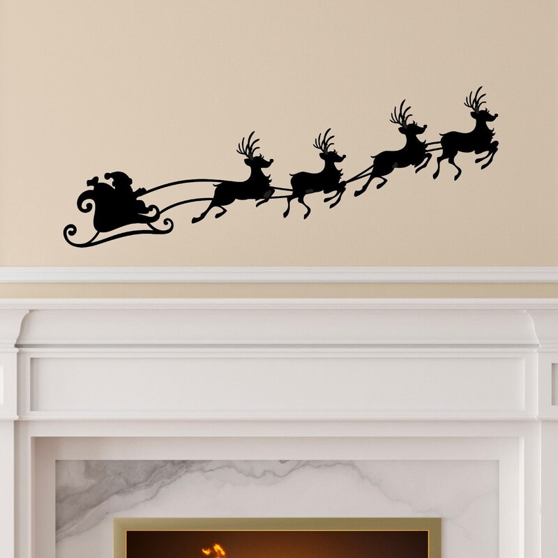 Santa and Sleigh Wall Decal - Etsy