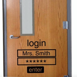 Customized Computer Login Classroom Door Vinyl Wall Decal School Home ...