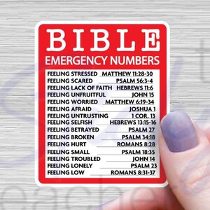 Bible Emergency Numbers Sticker Red - Jesus Bible Stickers - Christian ...