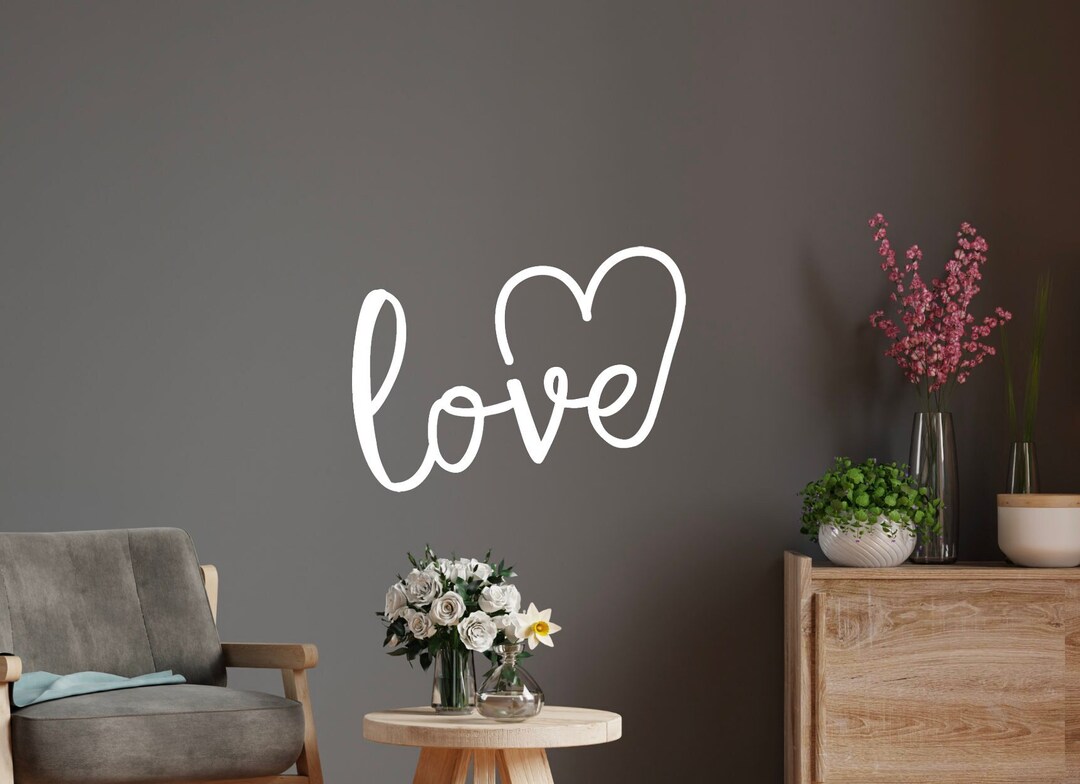 Love With Heart Wall Vinyl Decal Valentine's Day Valentine Decal Heart ...
