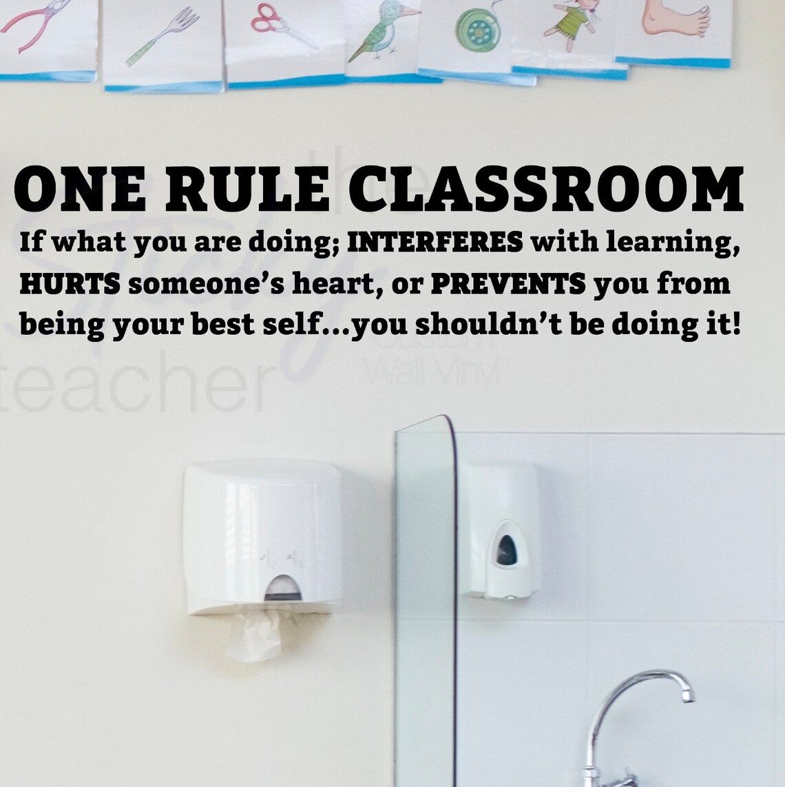 One Rule Classroom 2 Wall Vinyl Decal, Classroom Door, Be Your Best ...