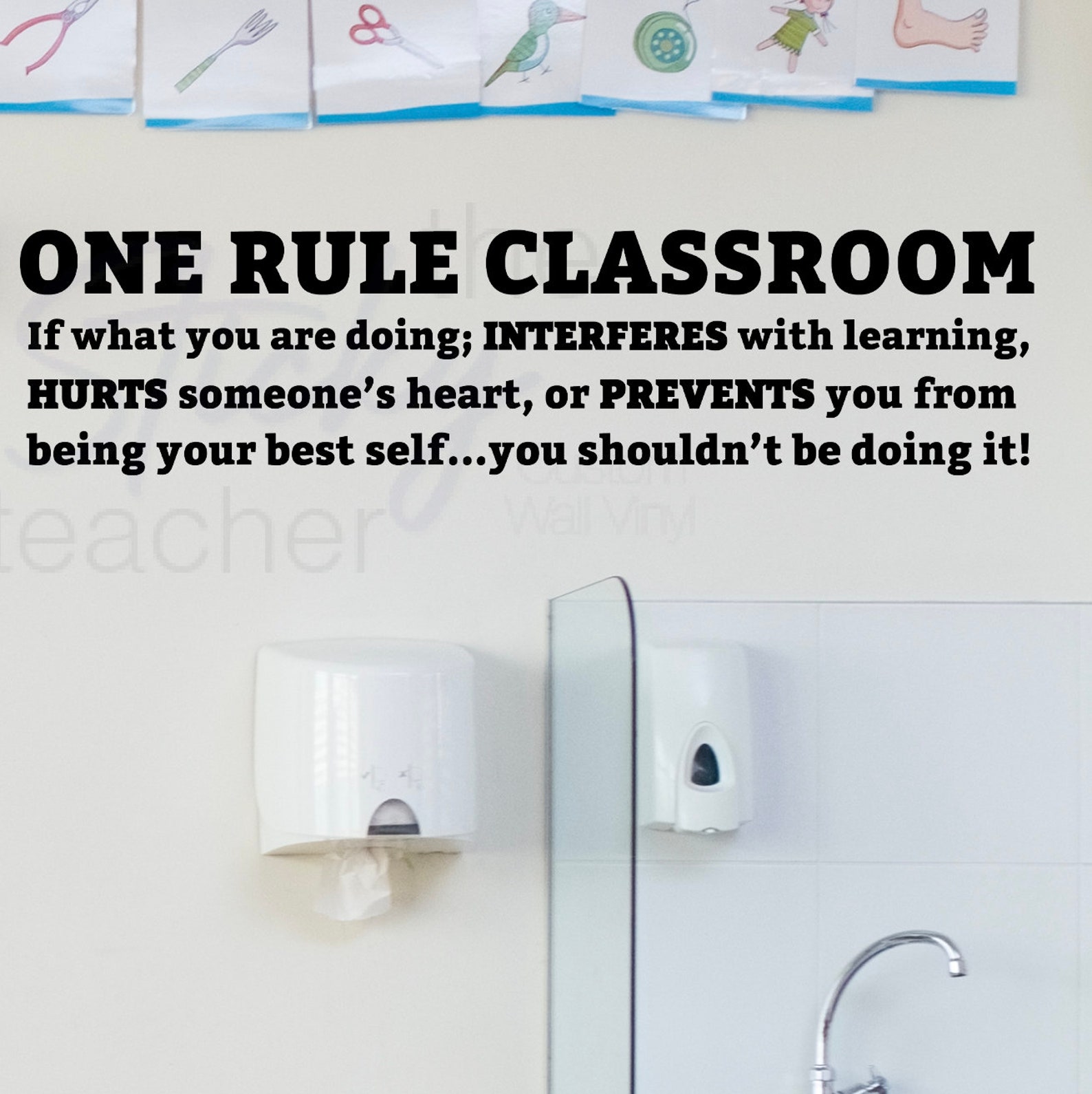 One Rule Classroom 2 Wall Vinyl Decal, Classroom Door, Be Your Best ...