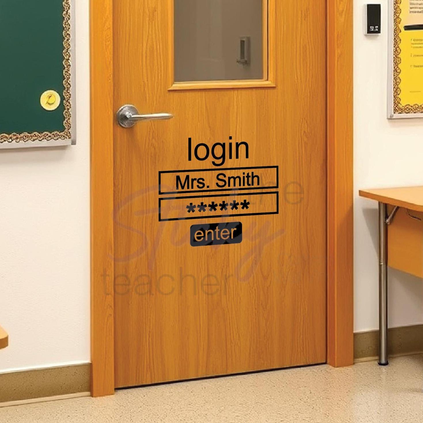 Customized Computer Login Classroom Door Vinyl Wall Decal School Home ...