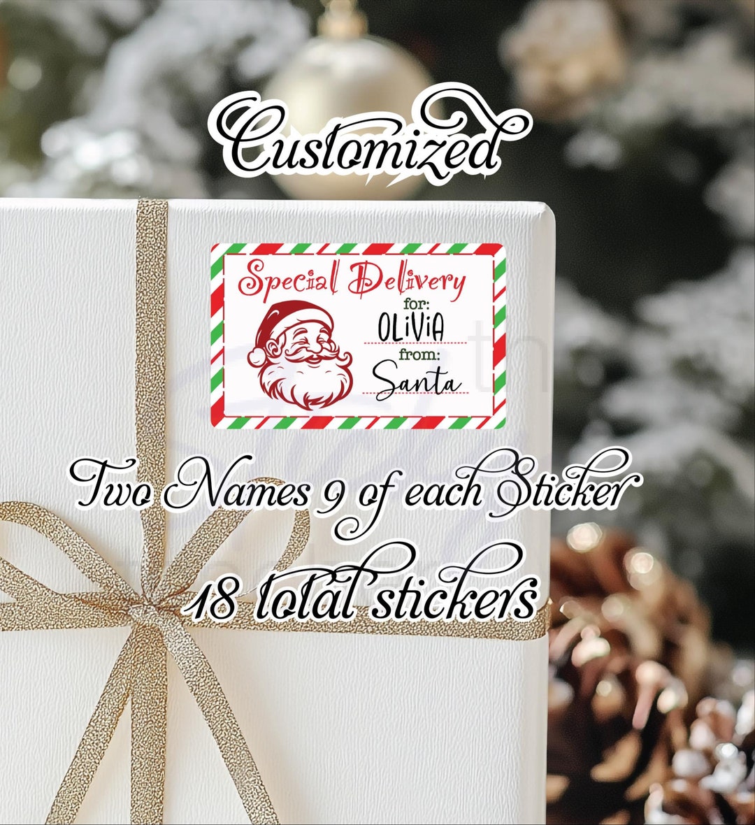 Custom Christmas Gift Label Santa Face - From Santa Christmas Gift ...