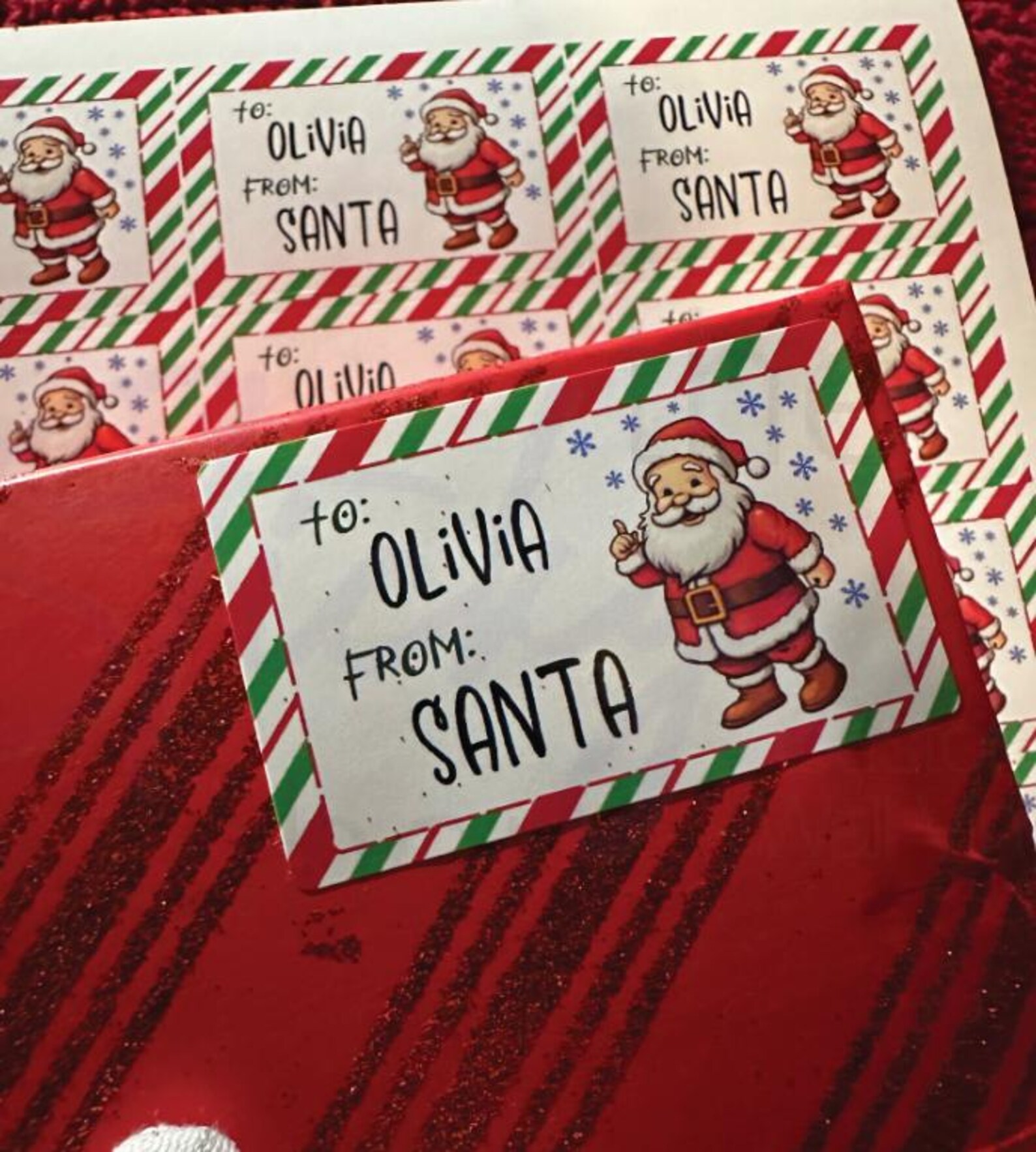 Custom Santa Christmas Gift Label - From Label - Sheet of 18 - Special ...