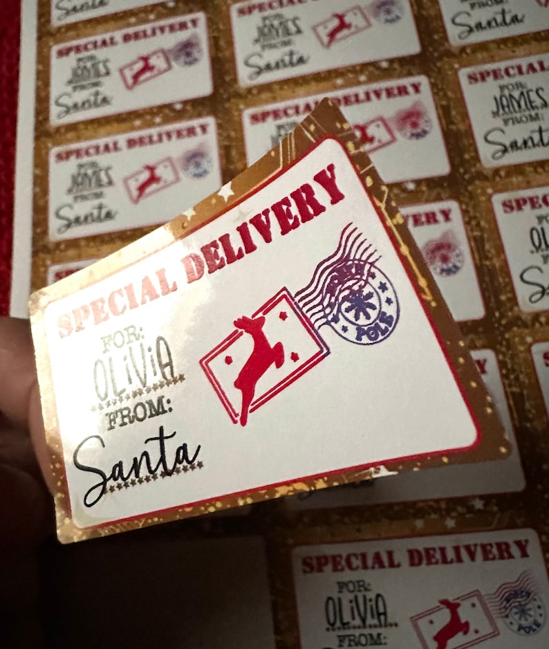 Custom Christmas Gift Labels - From Santa Christmas Gift - Two Names ...