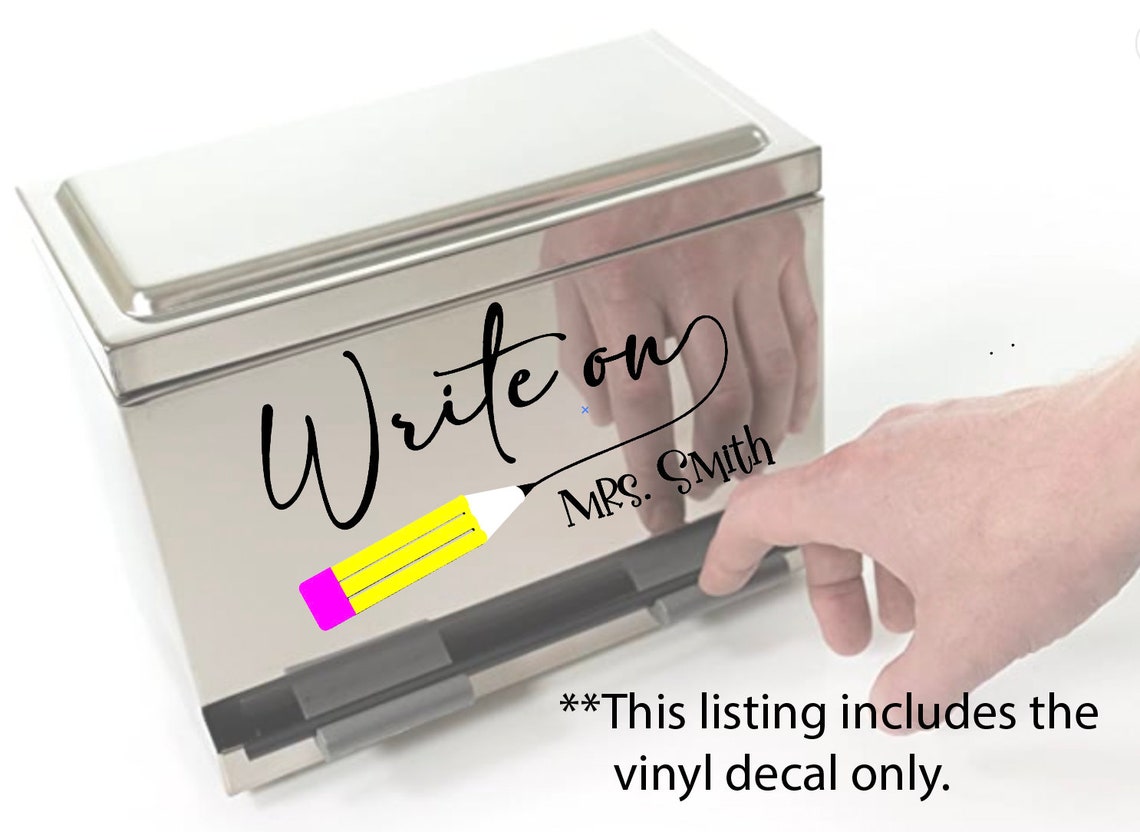 Custom Pencil Dispenser Vinyl Decal Multi Colored Classroom Style Decal ...