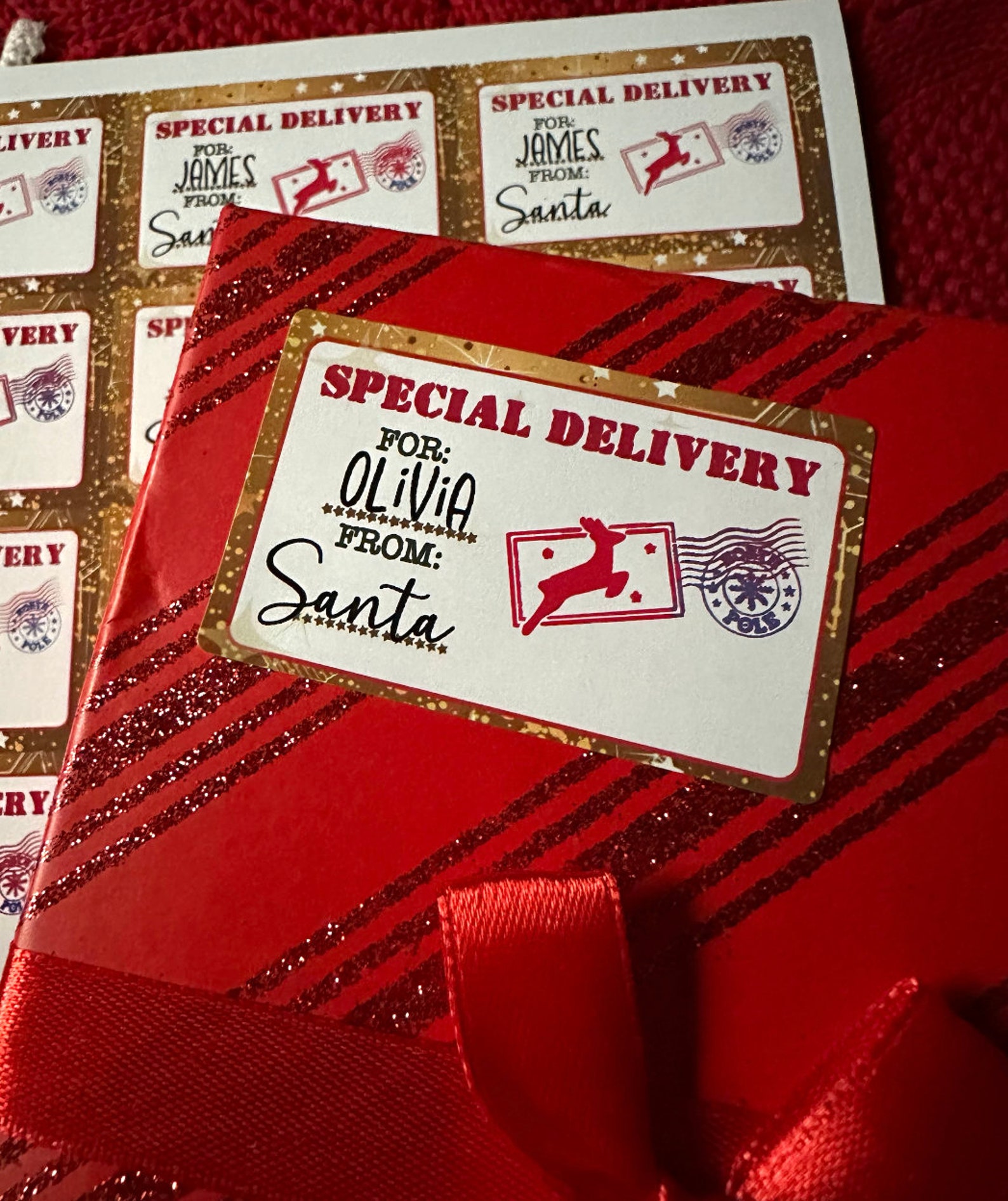 Custom Christmas Gift Labels - From Santa Christmas Gift - Two Names ...
