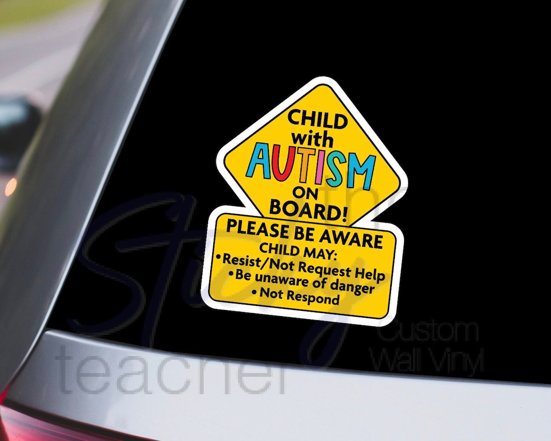 Child With Autism on Board Sticker Decal - Autism Awareness Car Truck ...