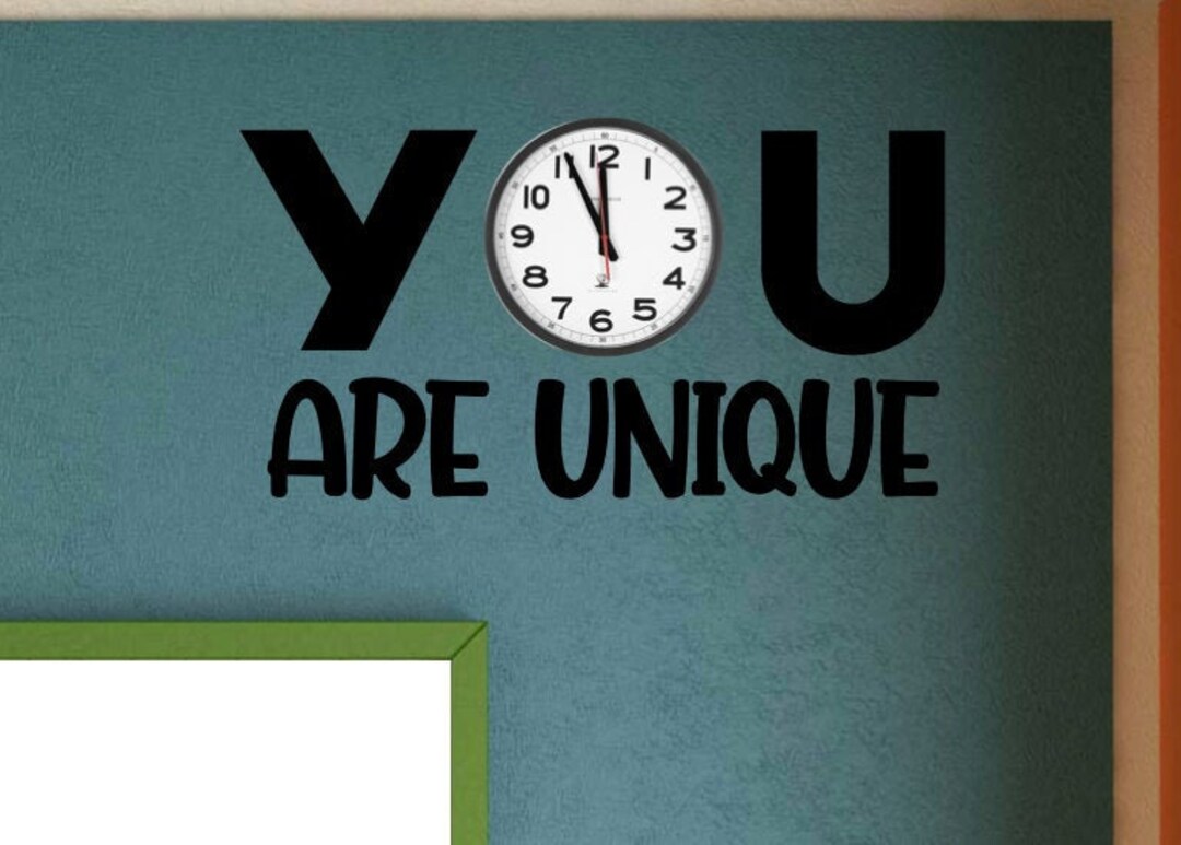 You ARE UNIQUE Using Classroom Clock Vinyl Wall Decal School Elementary ...