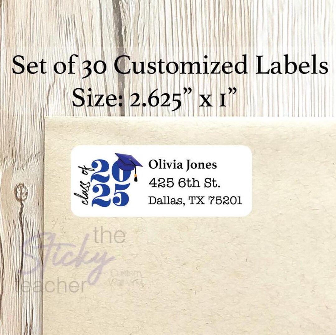 Custom Graduation Return Address Cap Stickers, Class of 2025 Address ...