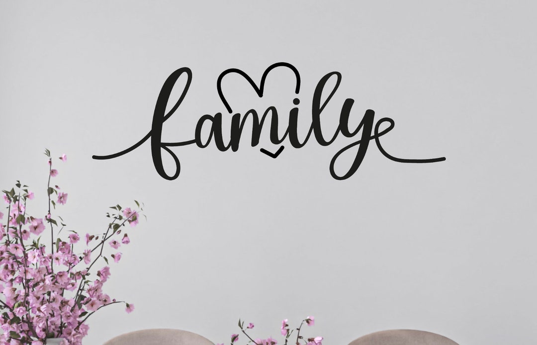 Family With Heart Wall Vinyl Decal - Dining Room Family Room - Wall ...