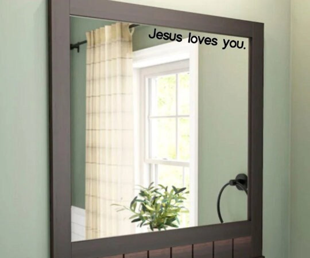 Jesus Loves You Bathroom Mirror Bedroom Office Kitchen Home Wall Vinyl ...