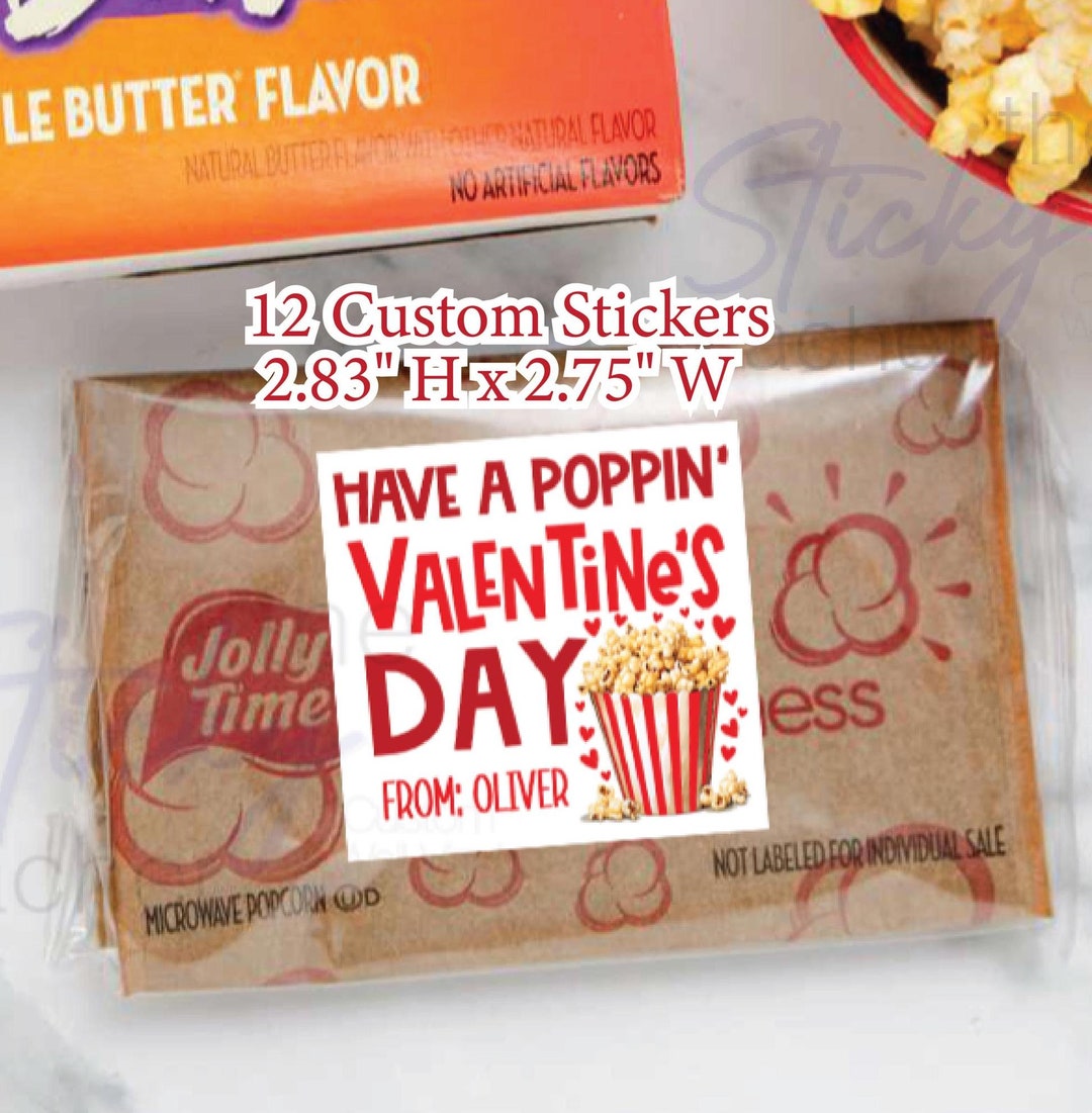 Custom Large Have a Poppin Valentine's Day Labels for Treat or Candy ...