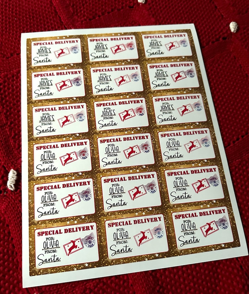 Custom Christmas Gift Labels - From Santa Christmas Gift - Two Names ...