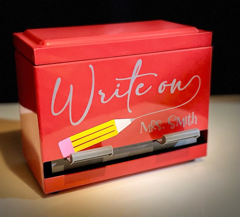 Custom Pencil Dispenser Vinyl Decal Multi Colored Classroom Style Decal ...