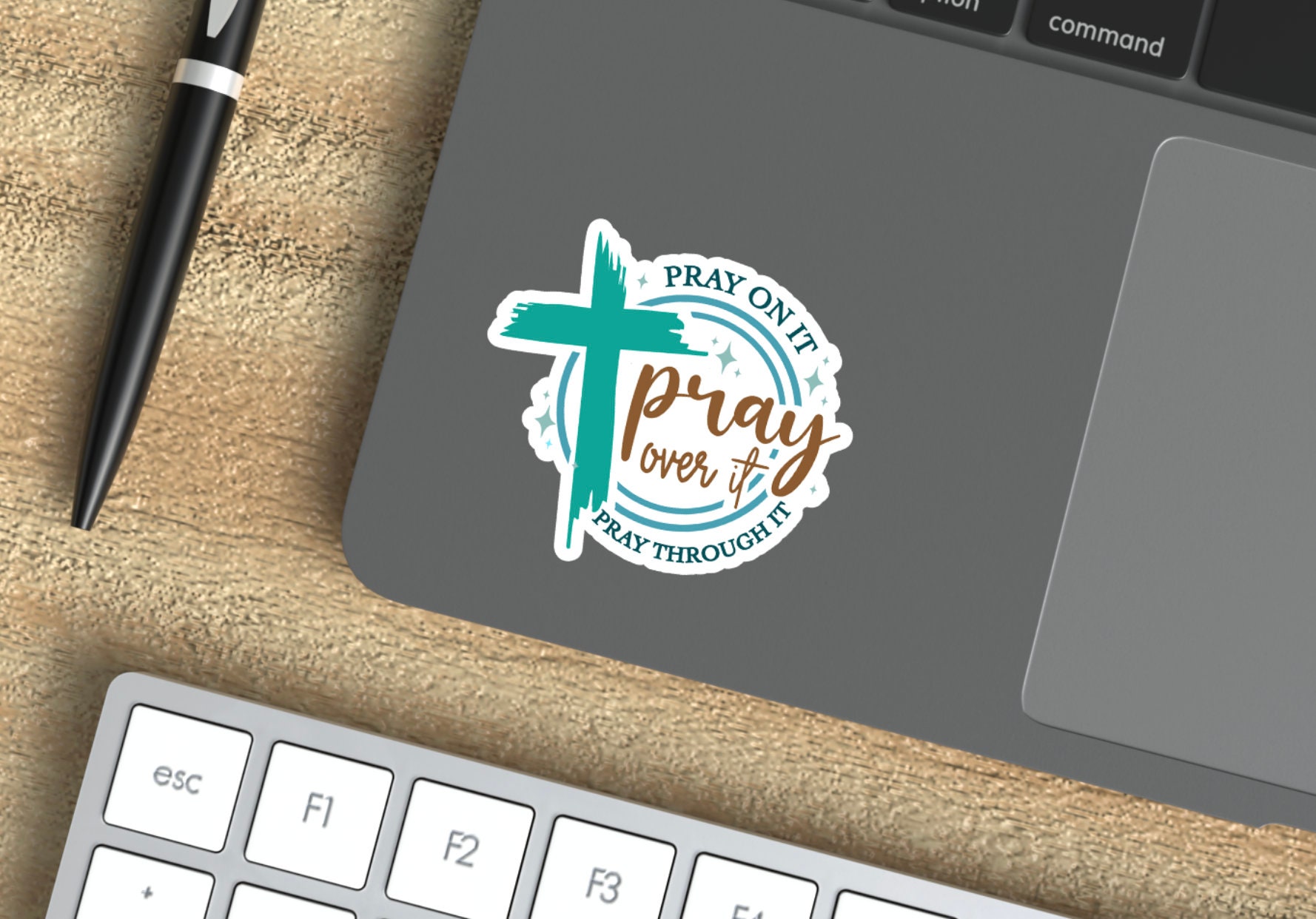 Pray on It Pray Over It Pray Through It Sticker Jesus Water Bottle ...