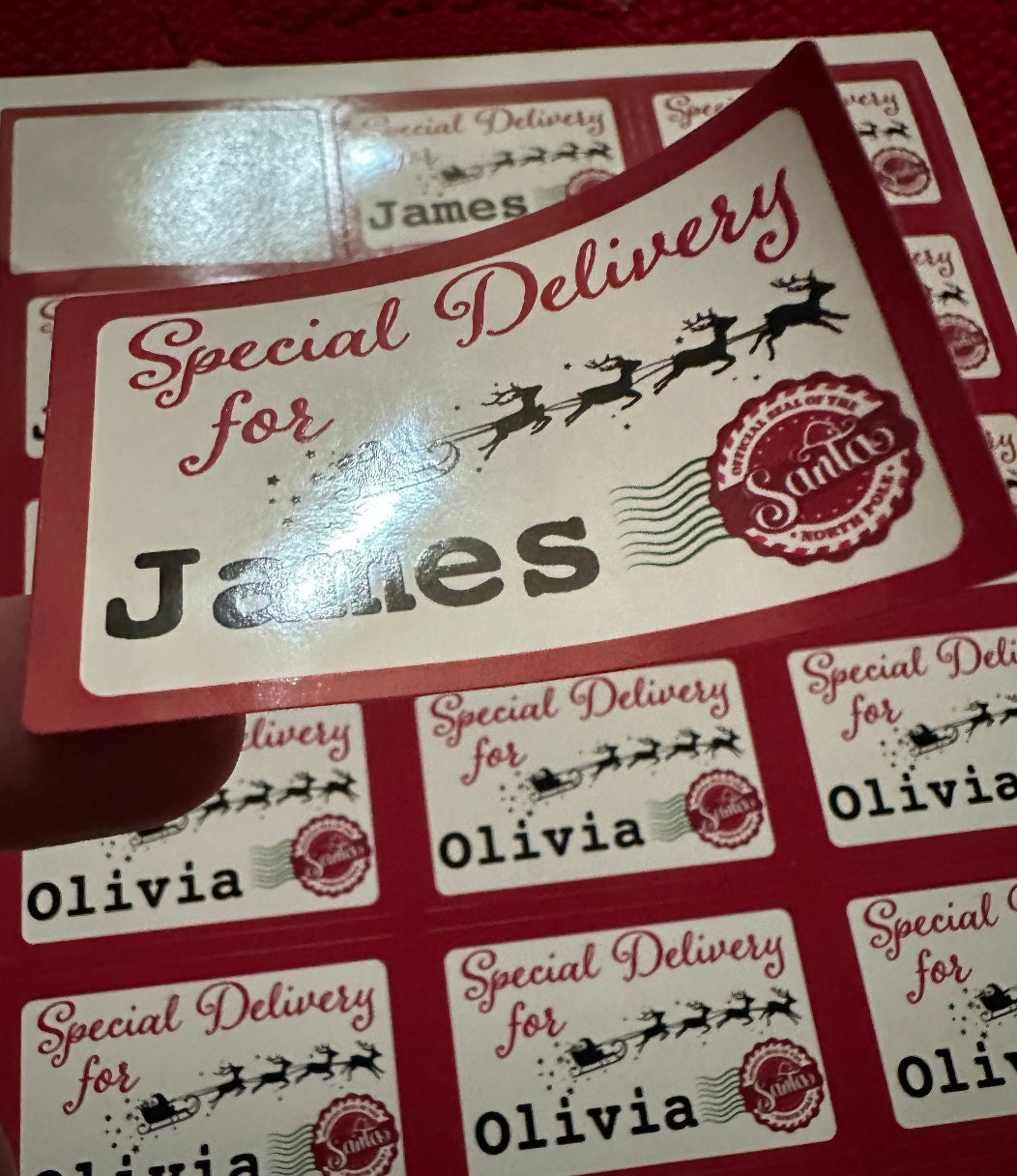 Christmas Gift Labels - Special Delivery For- Santa - Two Names Sets of ...