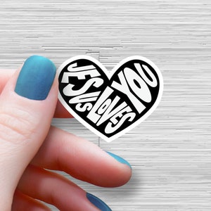 Jesus Loves You Heart Sticker, Jesus Water Bottle Sticker, Die Cut ...
