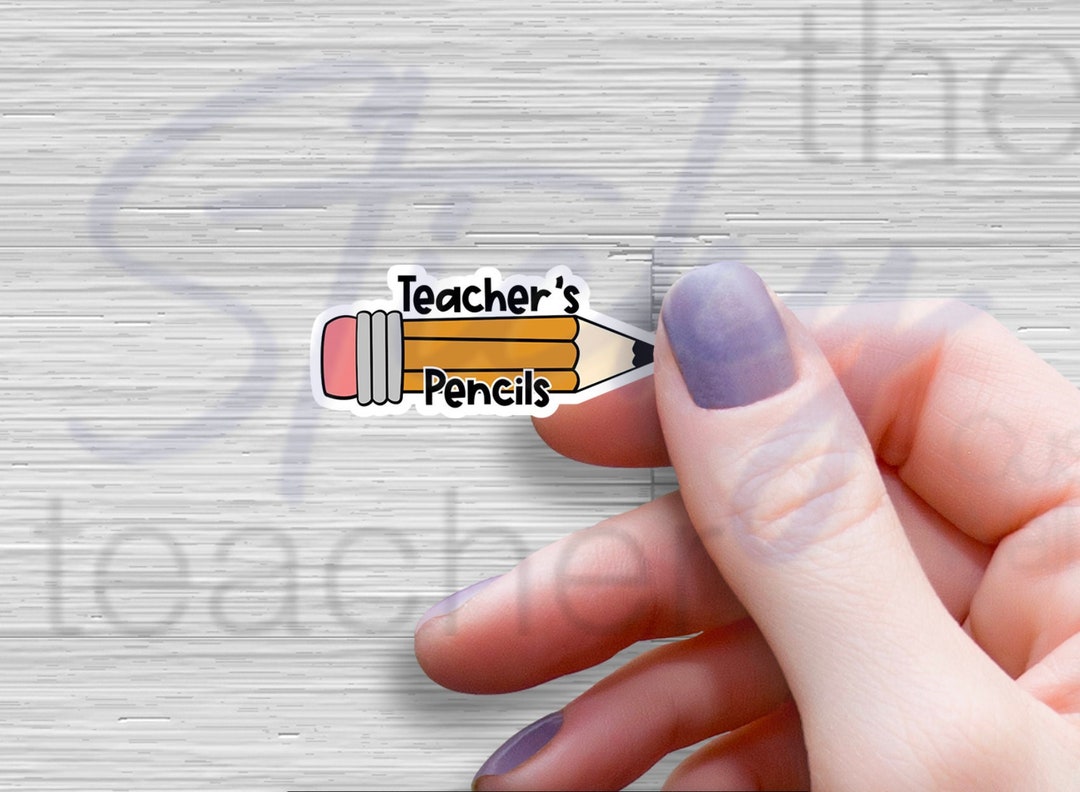 Teacher Pencils Sticker Vinyl - Pencil Cup Labels Teacher Organization ...
