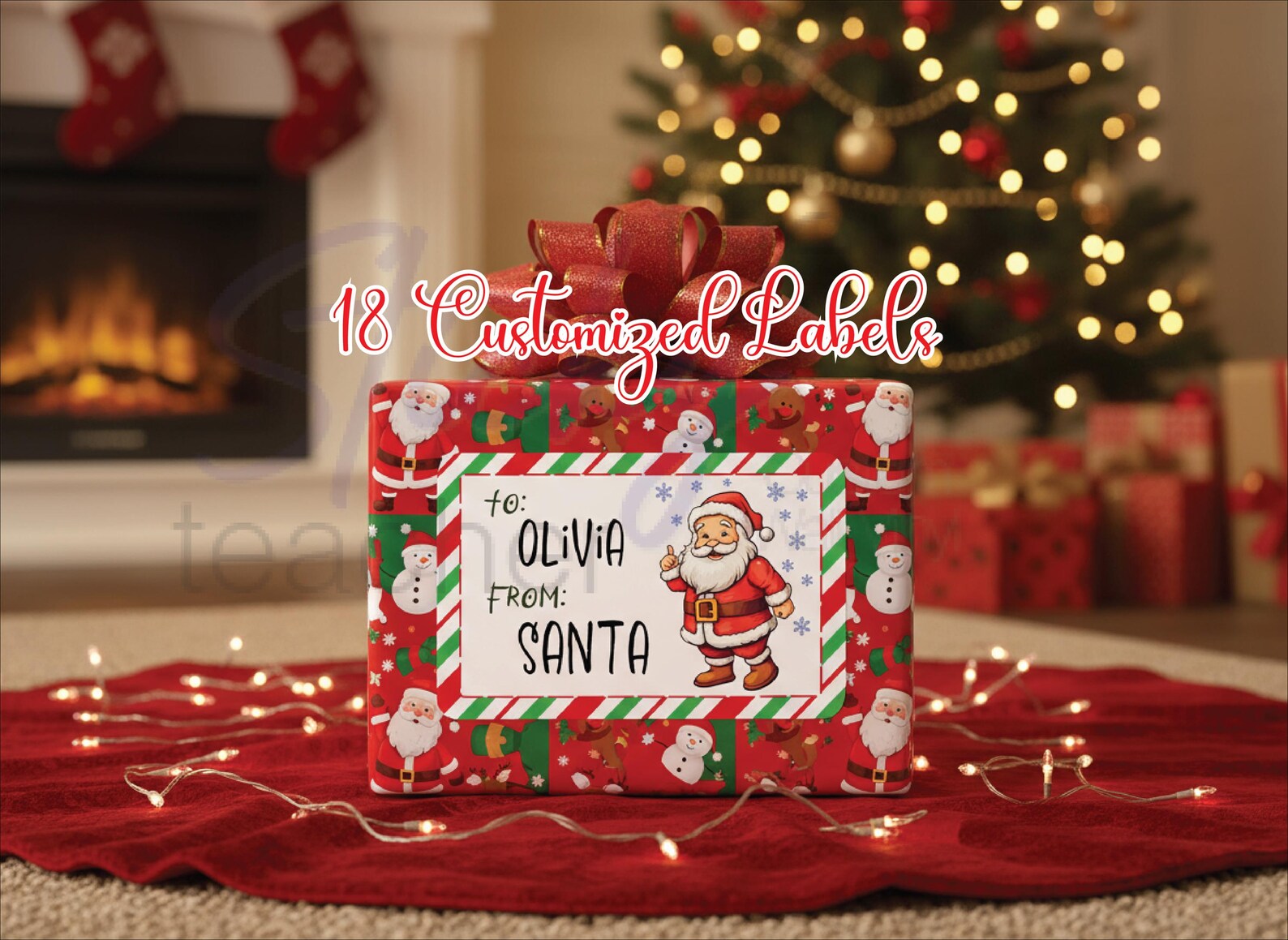 Custom Santa Christmas Gift Label - From Label - Sheet of 18 - Special ...