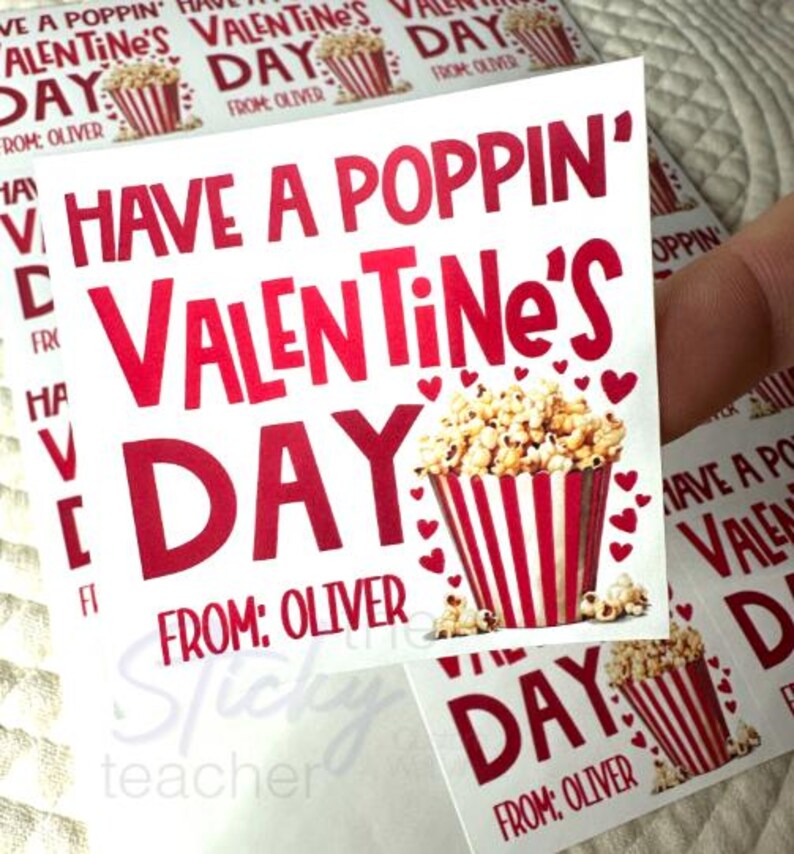 Custom Large Have a Poppin Valentine's Day Labels for Treat or Candy ...