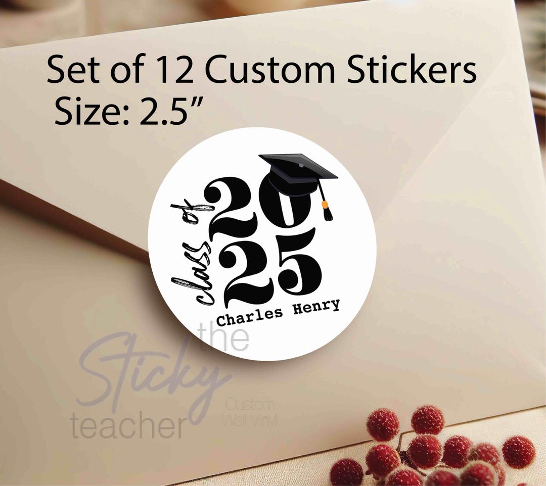 Graduation Custom Stickers | Grad Cap Class of | Personalized ...