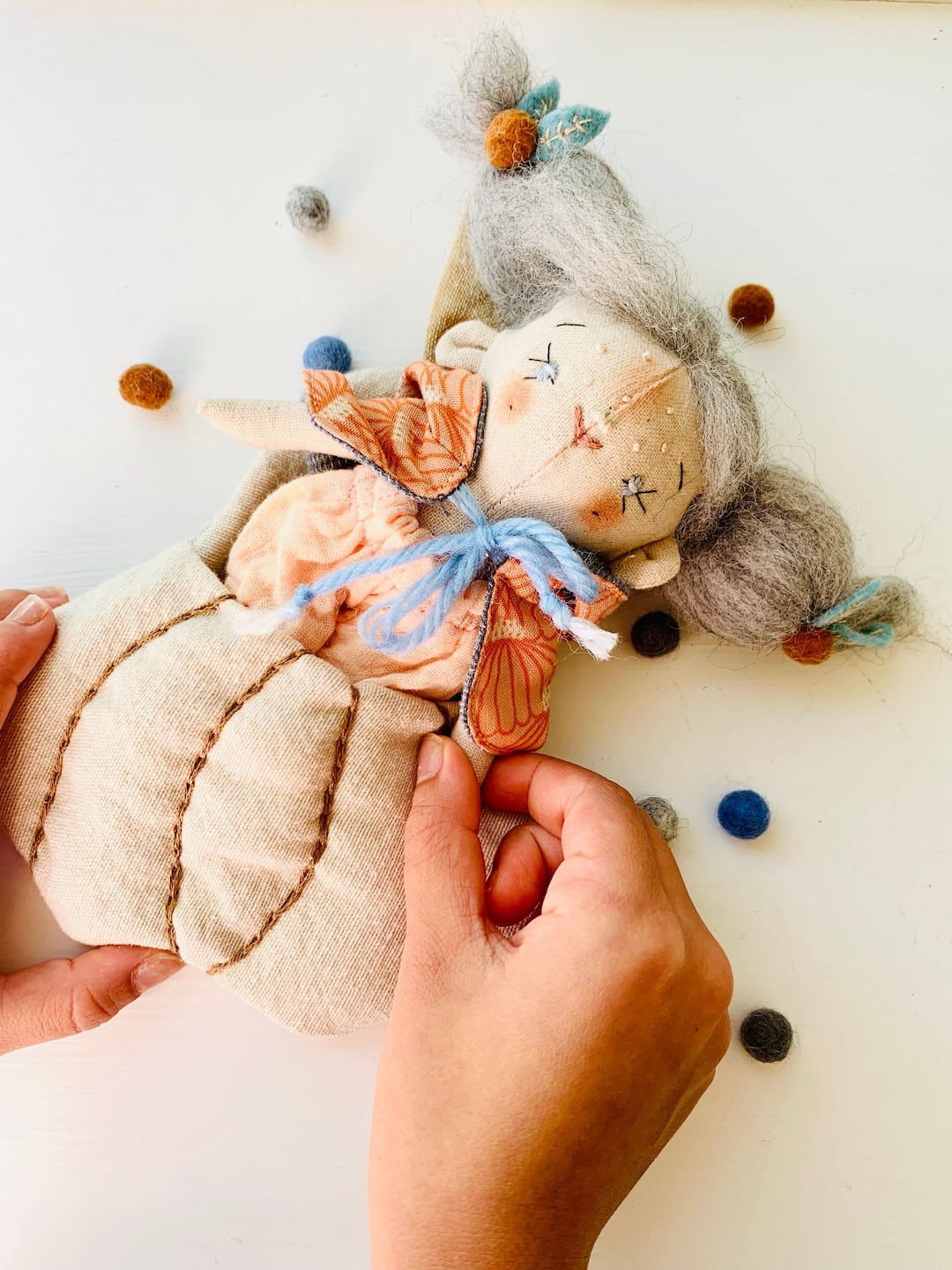 Mini Gnome and His Pocket Friend Squash Bed Handmade Doll Perfect for ...