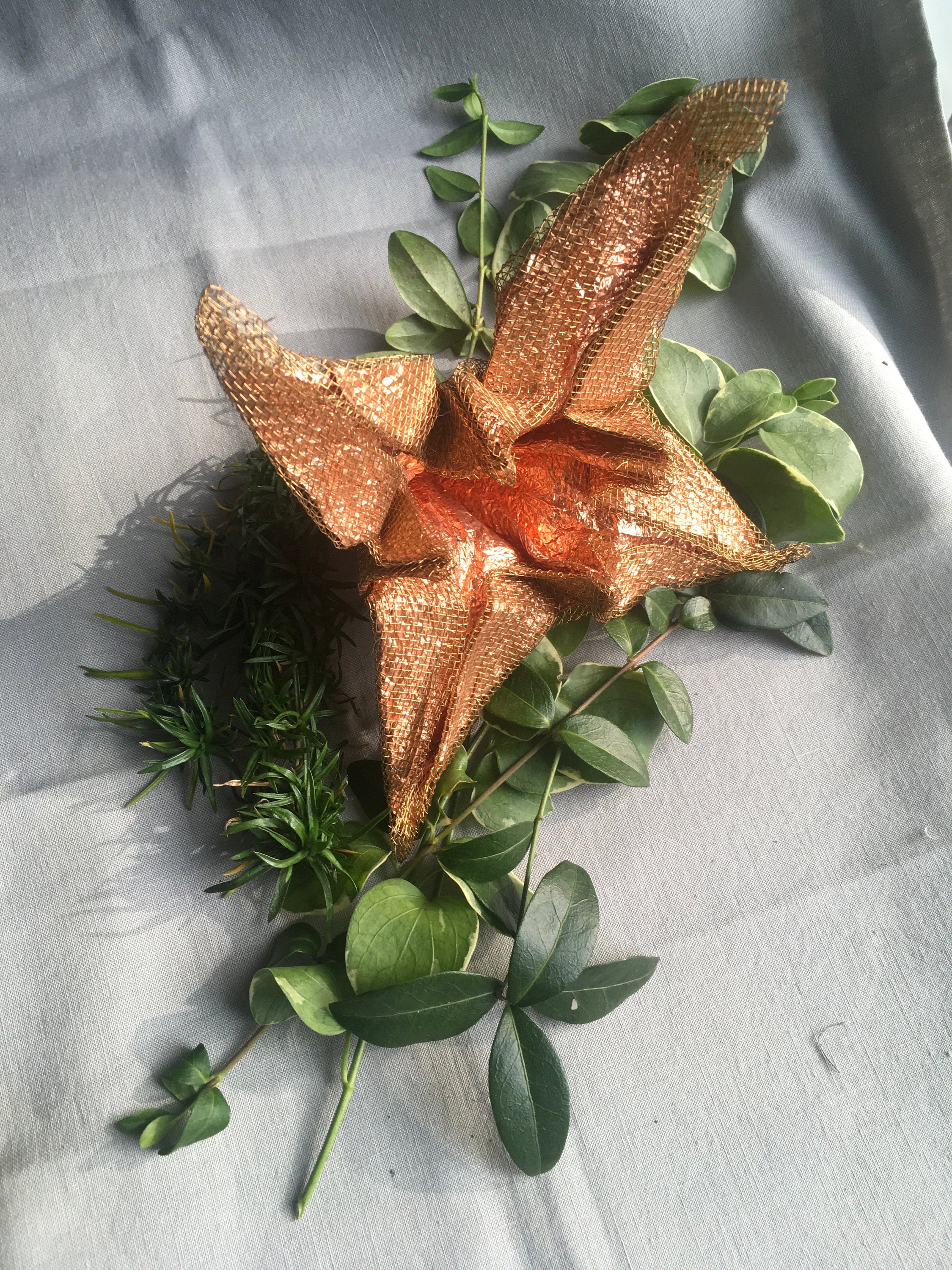 Bronze and Copper Origami Lily Flower Centerpiece - Etsy
