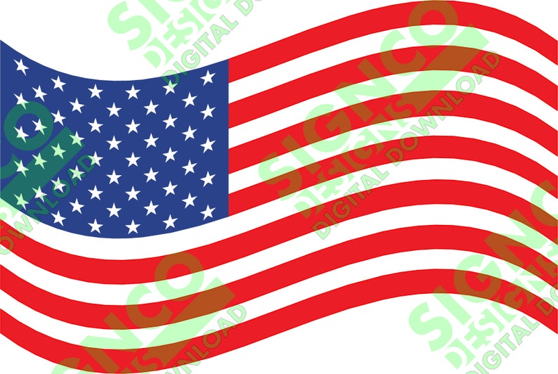 American Flag waving Cut File Print File Ai Eps | Etsy