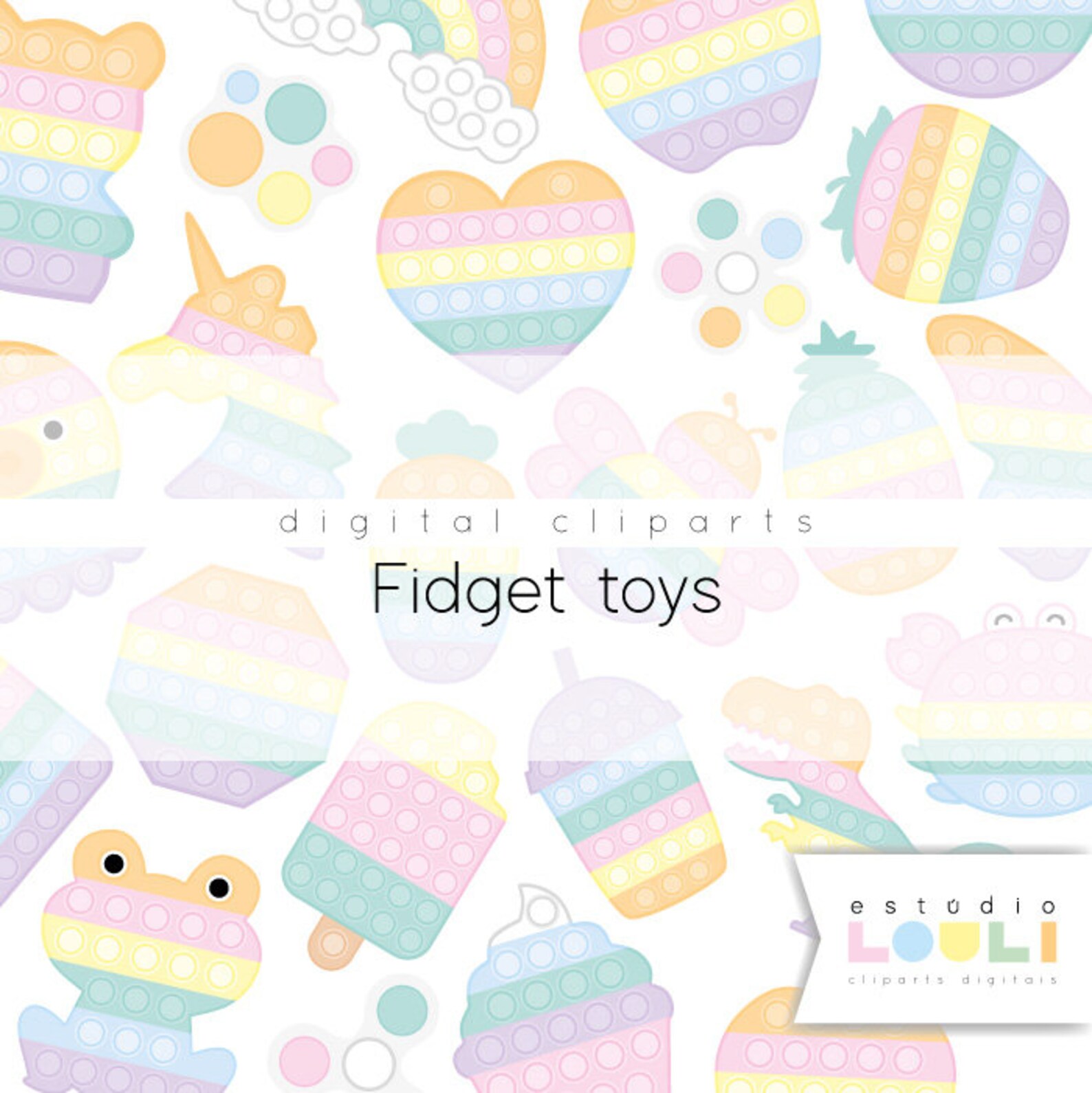Pop It Clipart Fidget Toys Cliparts Pastel Pop Fidget Toys Cliparts ...