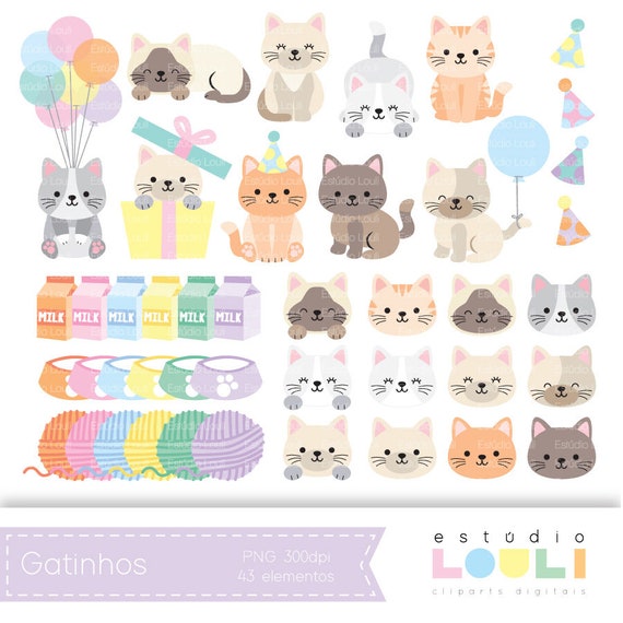 Cats Clipart Set | Etsy