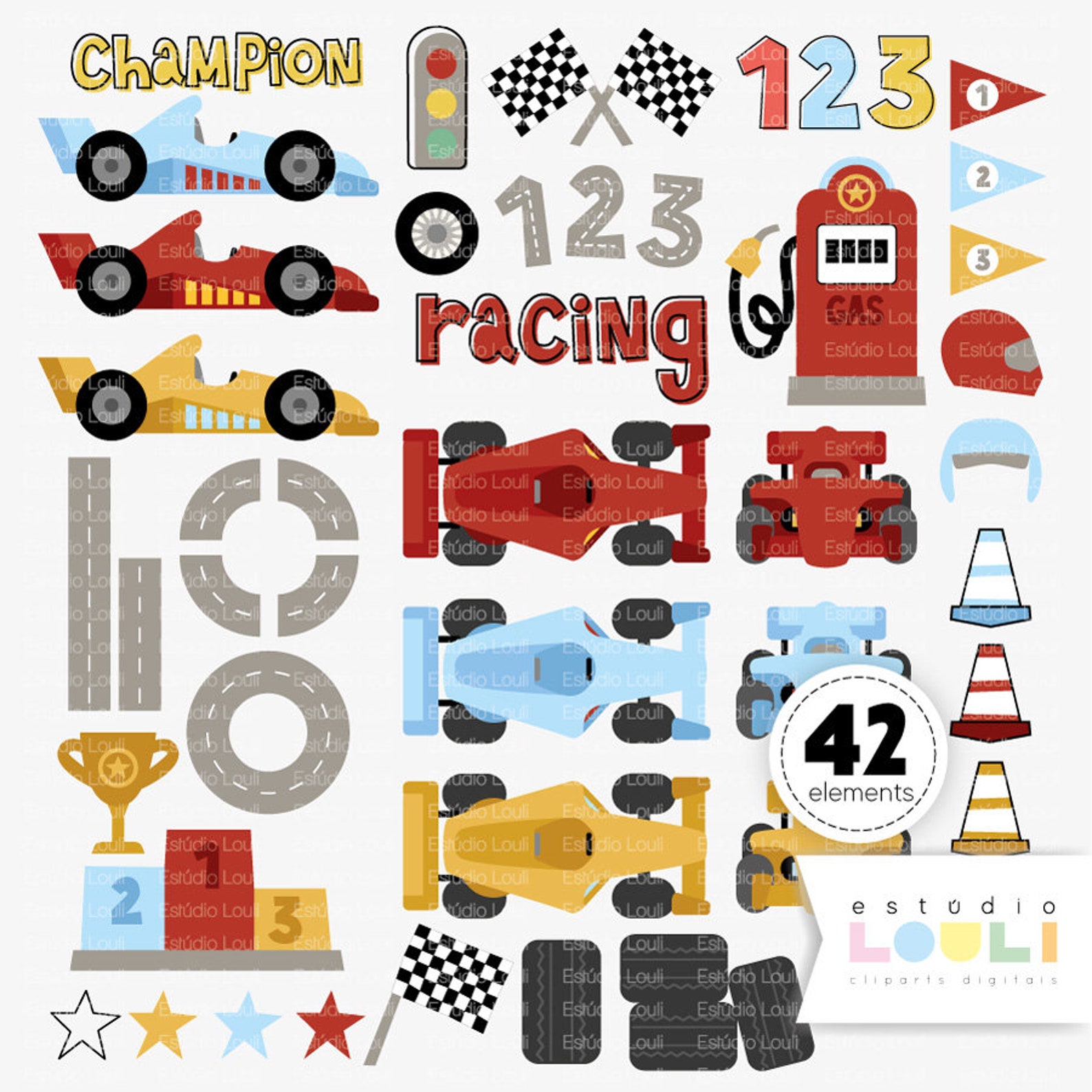 Race Cars Clipart, Racing Cars, Race Clipart, Race Cute Clipart - Etsy