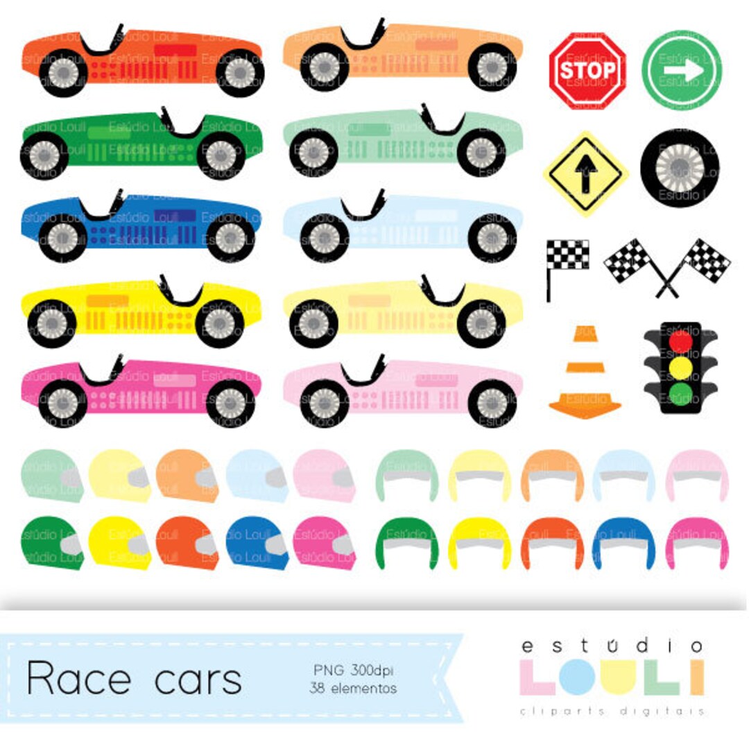 Race Cars Clipart - Etsy
