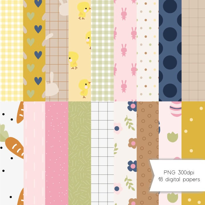 Easter Bunny Clipart and Digital Paper Set - Etsy