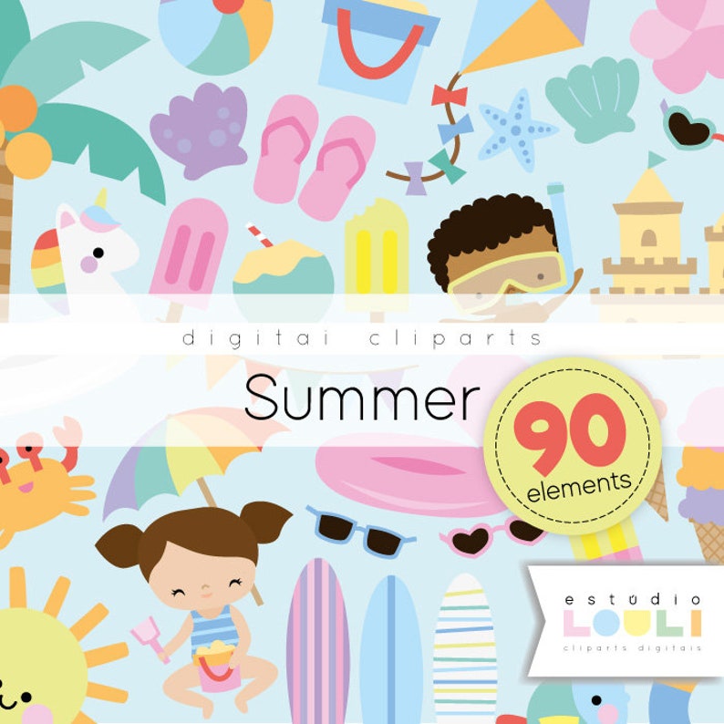 Summer Beach Boys and Girls Pool Party Cliparts - Etsy