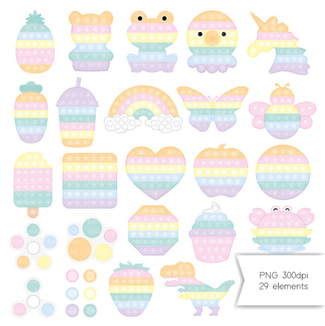 Pop It Clipart Fidget Toys Cliparts Pastel Pop Fidget Toys Cliparts ...