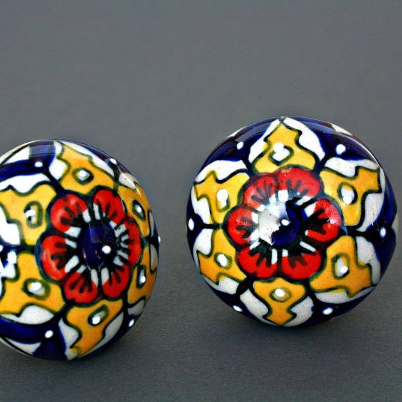 Round Embossed Ceramic Cabinet Knob - Etsy