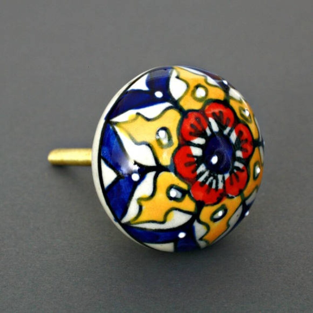 Round Embossed Ceramic Cabinet Knob - Etsy