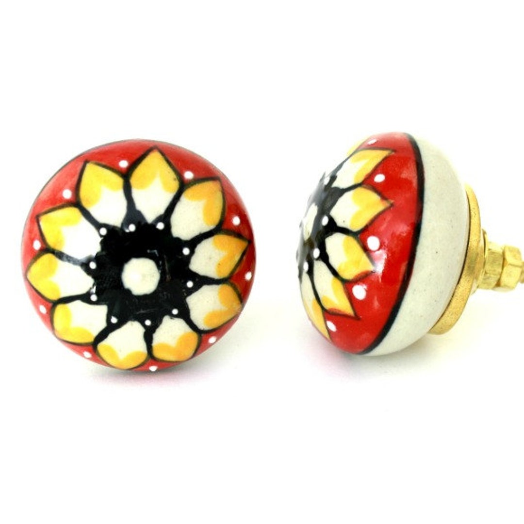 Round Embossed Ceramic Cabinet Knob - Etsy