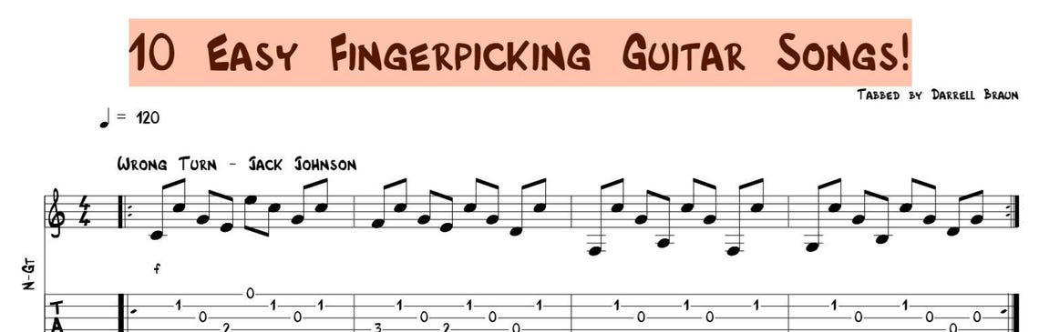 10 Easy Fingerpicking Guitar Songs! - Etsy