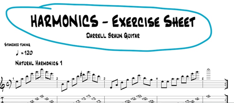 Guitar Harmonics Worksheet! - Etsy