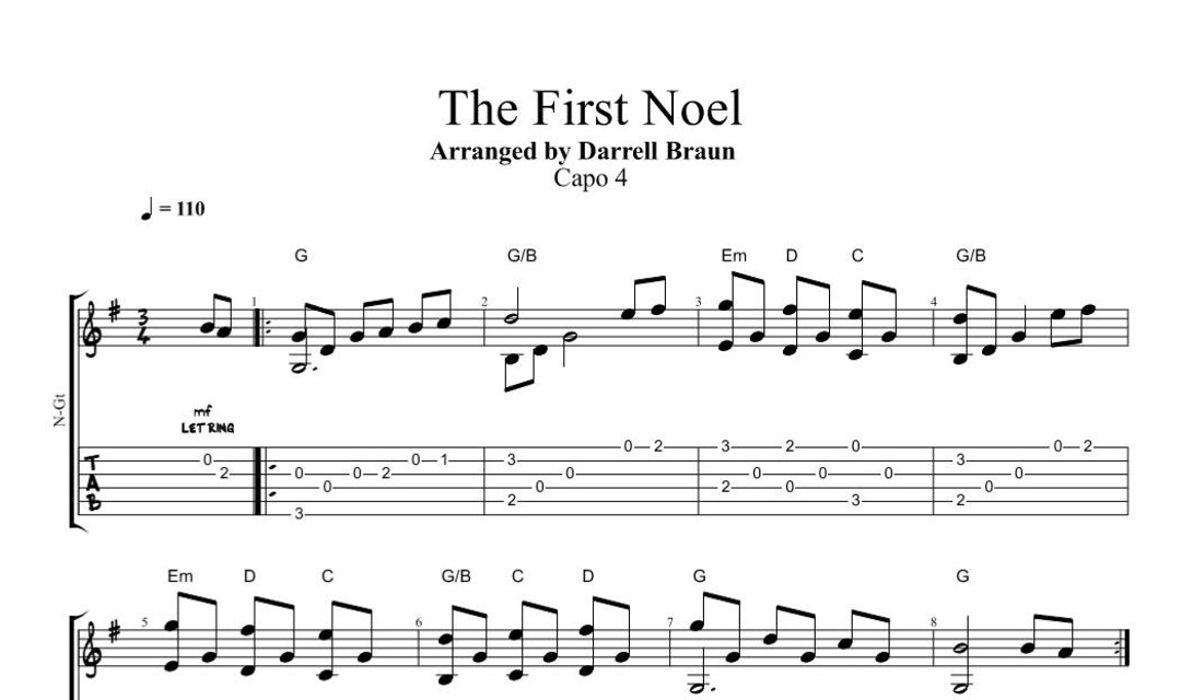 The Firsts Noel - Fingerstyle Guitar! - Etsy
